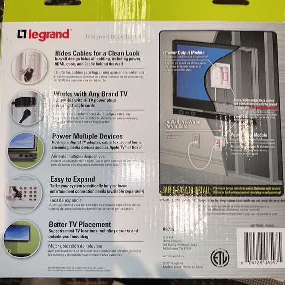 Legrand | Other | Legrand Inwall Tv Power Kit Works With Any Tv Nib ...